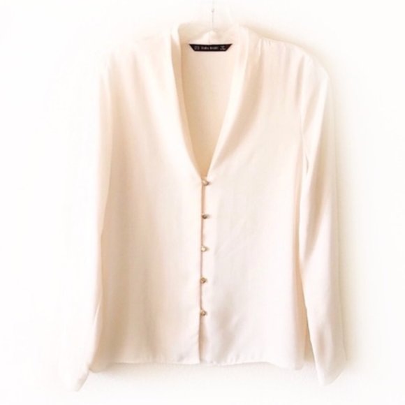 Zara | Tops | Zara Cream Blouse | Poshmark